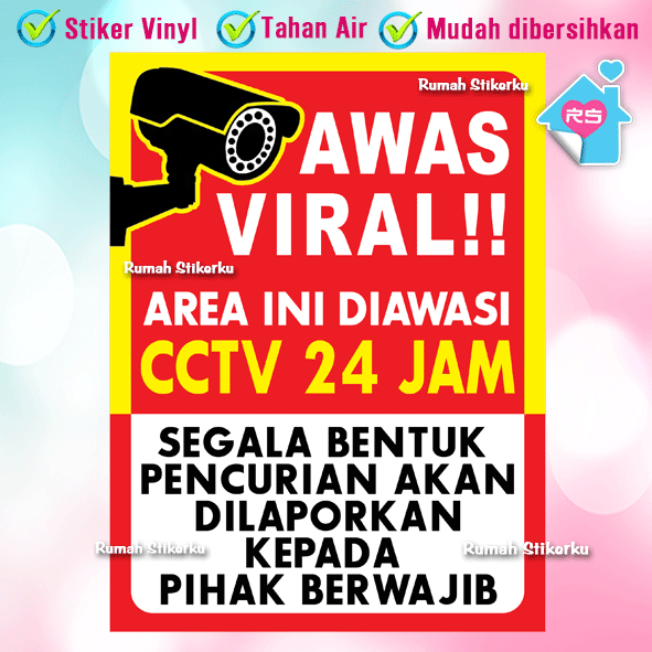 Stiker CCTV 24 jam Awas Viral | Lazada Indonesia