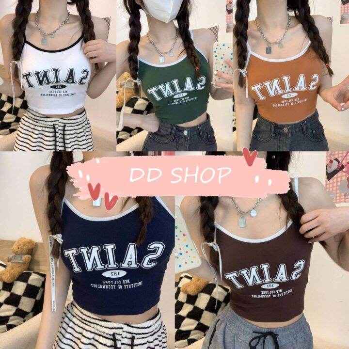 DD SHOP'พร้อมส่ง' N359/0899-C เสื้อสายเดี่ยวไหมพรม ดีเทลสกีนตัวอักษรด้านหน้า เก๋ไม่ซ้ำใคร ...