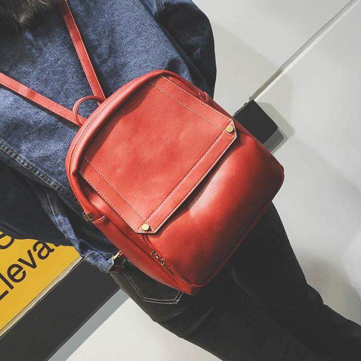 Leather Korean Backpack Vintage Leather Backpack Minimalist Backpack ...