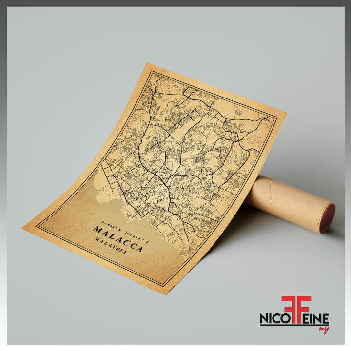 [Poster Only] Malacca Melaka Malaysia Minimal City Map Vintage Classic ...