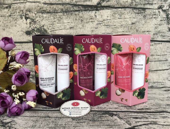 (Chuẩn Pháp-mẫu mới) Set kem dưỡng da tay và móng + son dưỡng Caudalie ...