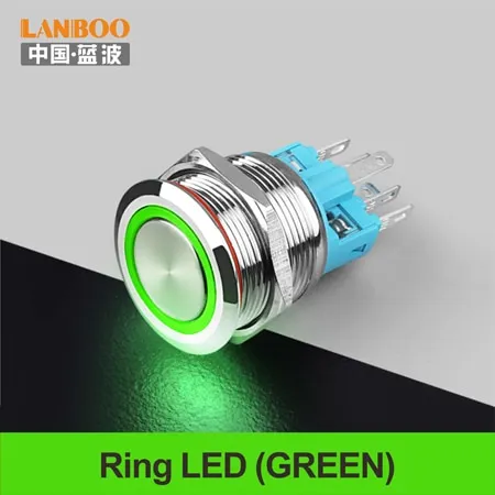 LANBOO 22mm Latching Momentary Metal Push Button Switch LED Light 12V ...