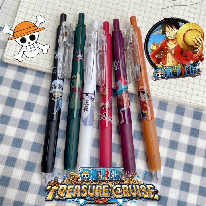 ปากกาอะนิเมะหนึ่งชิ้นการ์ตูนลูฟี่สีดำ0.5มม. ปากกาเจลแบบกด Kawaii Zoro ...