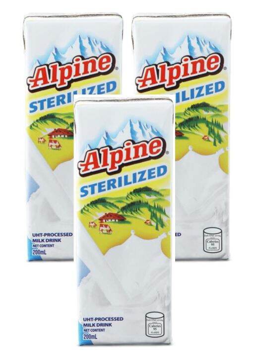 Alpine Sterilized Full Cream Milk Drink 200ml - Pack of 3 | Lazada PH