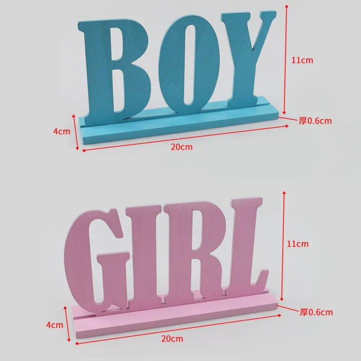 【TX】Boy Girl Letter Table Signs Wooden Gender Reveal Table Decorations ...