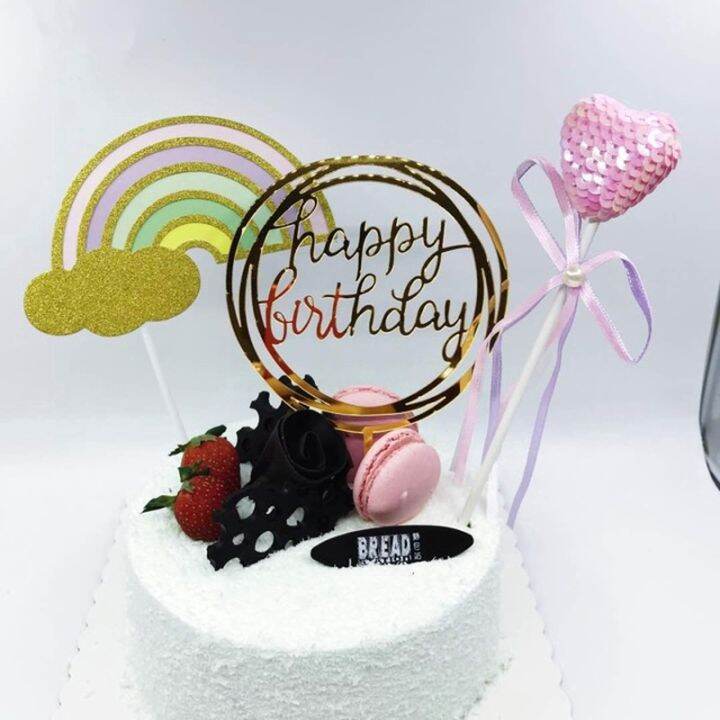 Happy birthday cake topper round shape Acrylic Material | Lazada PH