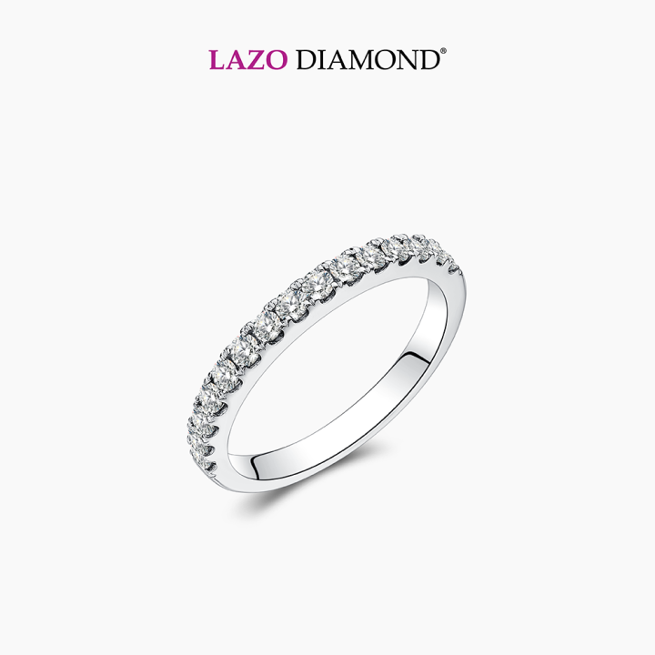 LAZO DIAMOND Half Eternity Pavé Diamond Ring in 9k White Gold (D23 ...