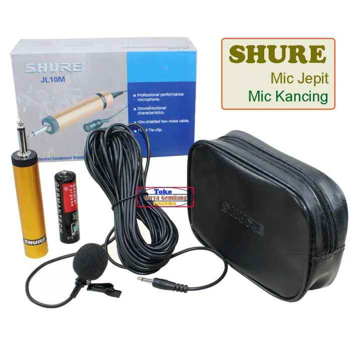 Mik Clip On Shure-JL-10M Mic Kancing / Mikropon Jepit Mikrofon Kabel 10 ...
