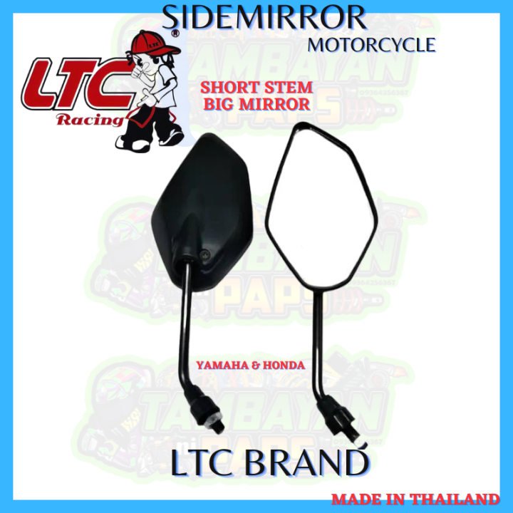 SIDEMIRROR SHORT STEM BIG MIRROR FOR HONDA & YAMAHA ONLY (LTC BRAND) MR ...