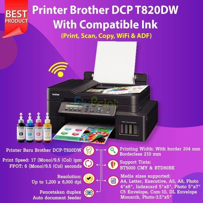 Printer Brother DCP-T820DW Print Scan Copy WiFi ADF Pengganti T810w ...