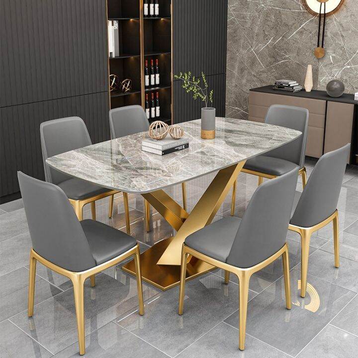 Luxury marble rectangular dining table set modern dining tables dining ...