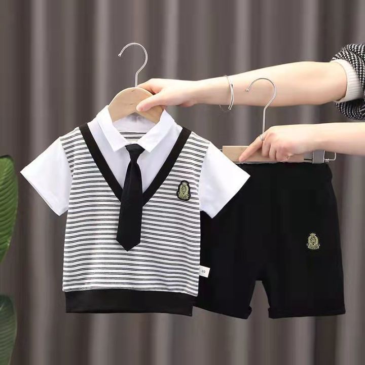 Tag Init Na Set Ng Damit Ng Mga Bata Fashion Pambata Na Estilo Ng Pagsabog Dalawang Pirasong V