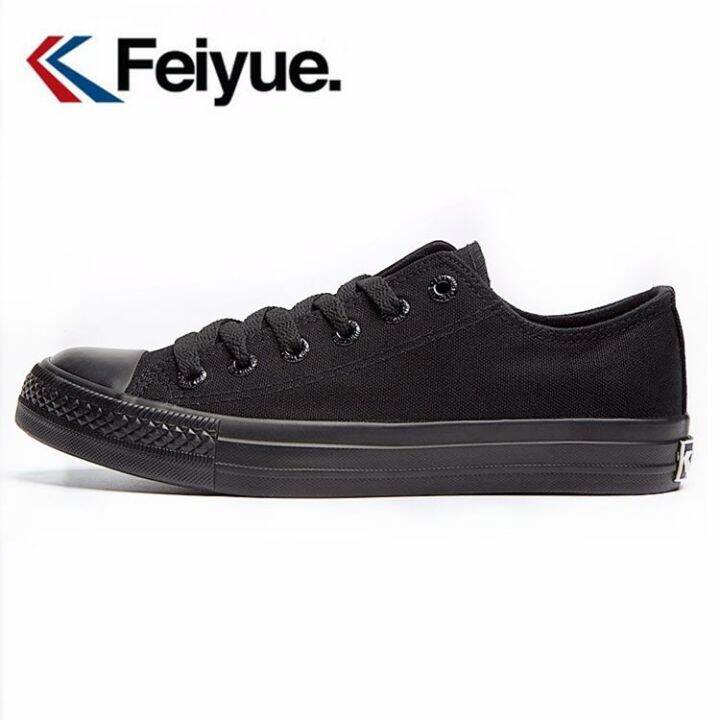 Feiyue Dafu Feiyue รองเท้าผ้าใบรองเท้าทำงานสีดำล้วนฤดูใบไม้ผลิสีดำ ...