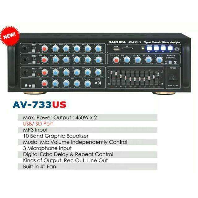 SAKURA AV-733US (ORIGINAL) DIGITAL KARAOKE MIXING AMPLIFIER | Lazada PH