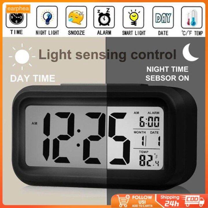 LED Digital Alarm Clock LCD Screen Digital Snooze Electronic Alarm ...