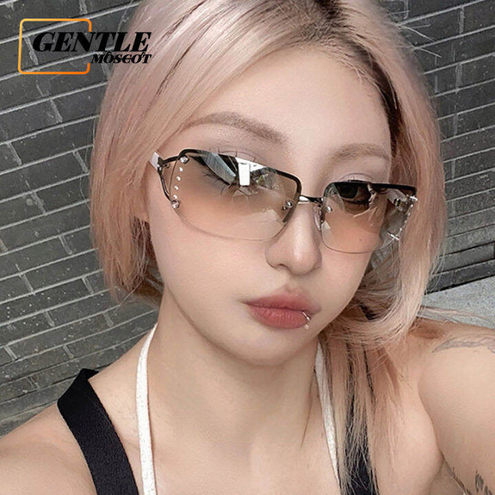 (GENTLE MOSCOT) Western Style Luxury Frameless Sunglasses for Women ...