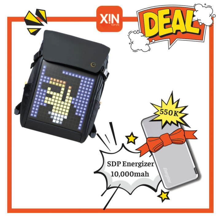 Balo DIVOOM Pixoo Backpack-M, có hiển thị màn hình LED, ngăn chứa ...