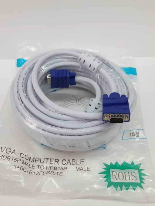 CableVGA/RGB 15 pinสายจอ VGA 15 เมตร อย่างดี 3+6C+B+2FERRITE หัวตัวผู้ ...