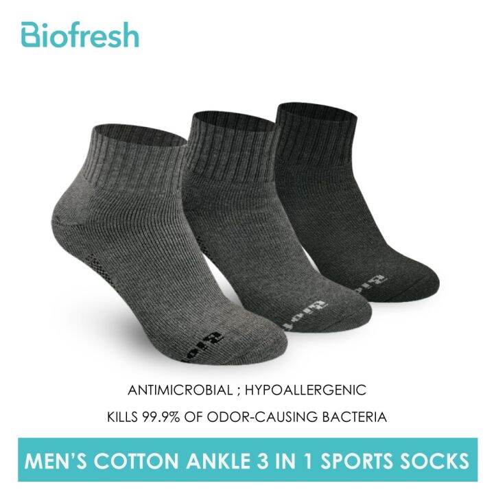 Biofresh RMSKG18 Men’s Absorbent Cotton Ankle Thick Socks 3 pairs in a ...