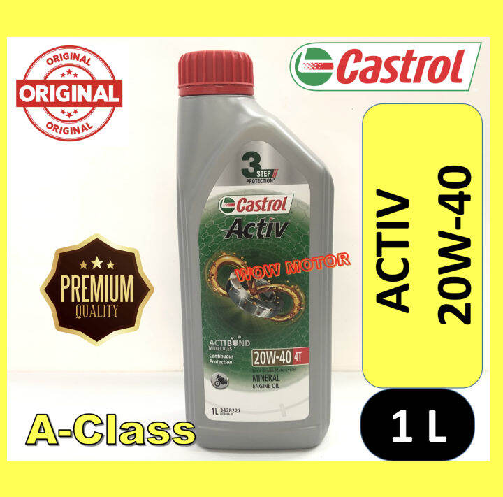 CASTROL ACTIV 4T 20W-40 API SL GREY CASTROL 4T ENGINE OIL 20W40 ACTIV ...