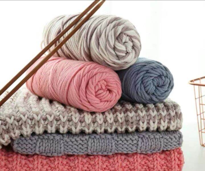 READY STOCK 💓Milk Cotton Yarn 8ply | Benang Kait |Pure Colour Yarn 100g ...