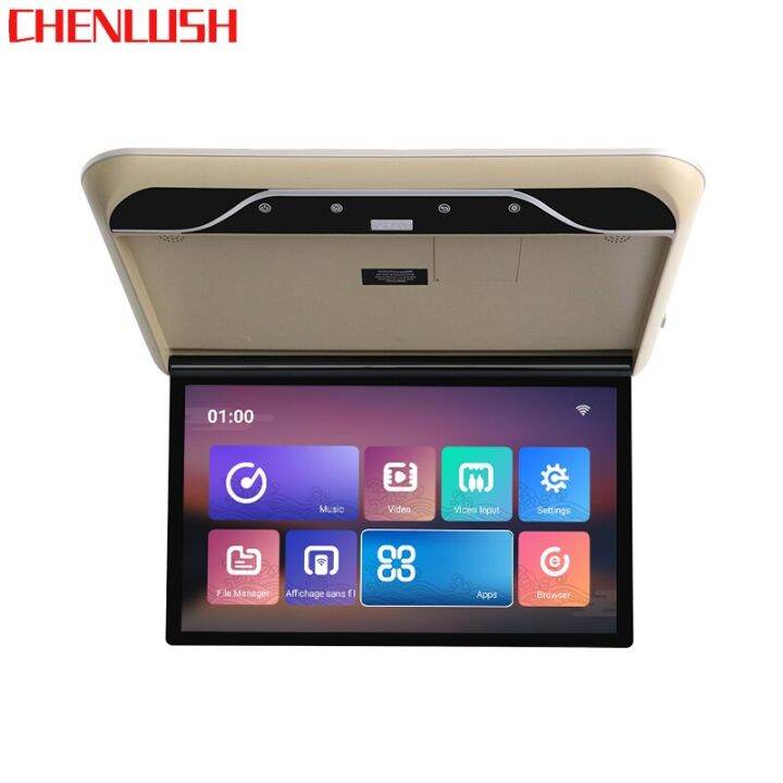 Car Roof Mount Monitor Android 9.0 HD 1080P 19 Inch Ceiling Mount Flip ...