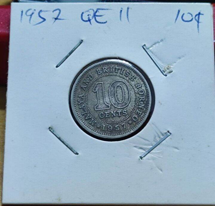 #i 1957 Malaya British Straits Settlement Borneo Malaya QE2 Queen Elizabeth II 10 cents 10c coin ...