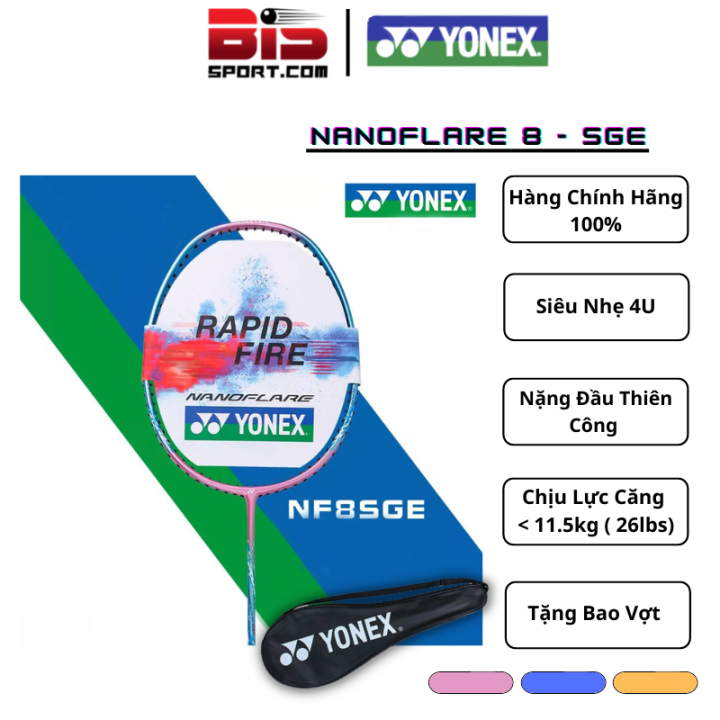 Vợt Cầu Lông Yonex Nanoflare 8S Hồng Xanh - Hàng Chính Hãng - Lực Căng 11kg - Cân Bằng 4u - Công ...