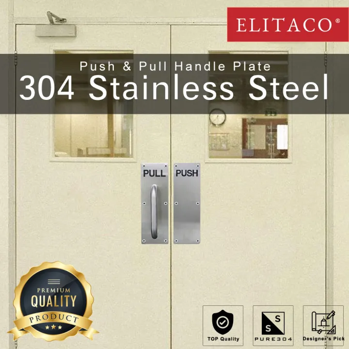 【ELITACO】SS304 1.5mm 30*10cm Push Pull Door Handle and Plate Emergency ...