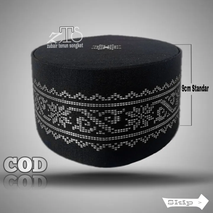 peci hitam motif z / oka silver tenun songket kopiah ayah & anak pakai ...