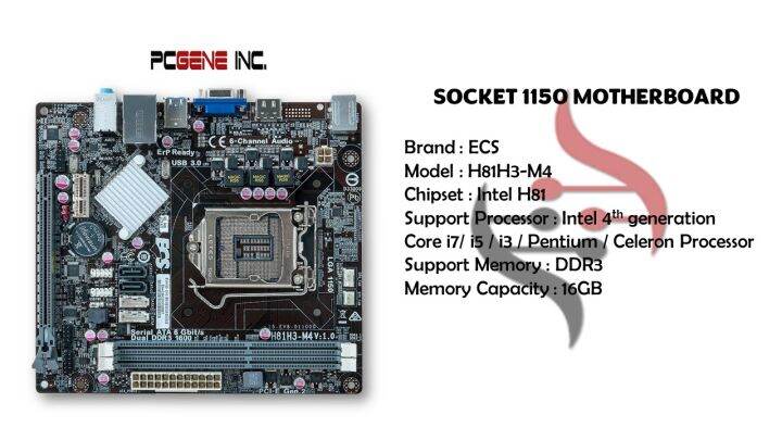 Socket 1150 D3 Motherboard ECS H81H3-M4 (Preloved) [with backplate ...