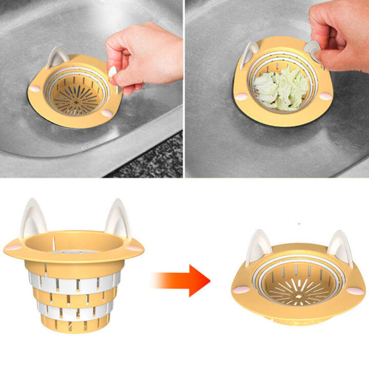 【Ready Stock】Foldable Kitchen Sink Filter Cartoon Floor Drain Bathroom ...