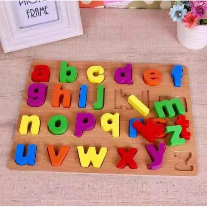 Wooden Rainbow Learning Toys for Kids Number ABC Math Alphabet Board ...