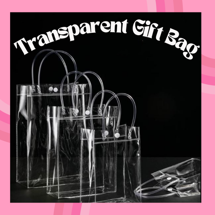 Ready Stock PVC Clear Transparent Bag Gift Bag with handles Reusable ...