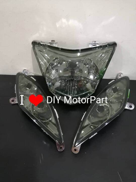 Yamaha Lc 135 Lc135 V1 head signal lamp set depan lampu signal full set smoke color full black ...