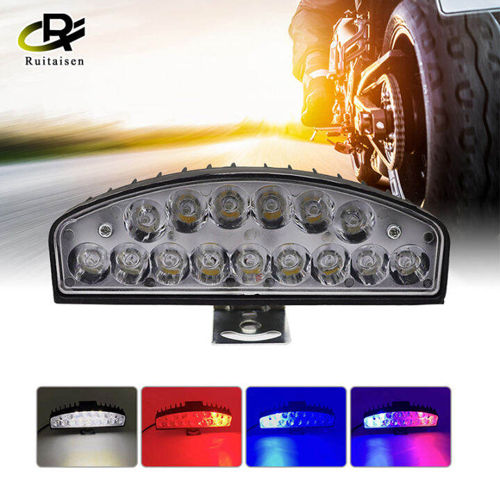 15 Led Motorcycle Headlight Spotlight Red And Blue Flashing Motorcycle