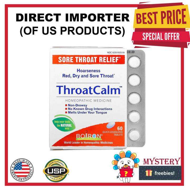 Boiron, ThroatCalm, Sore Throat Relief, 60 Quick-Dissolving Tablets ...