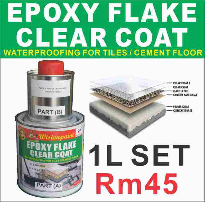 EPOXY FLAKE CLEAR COAT WISION ( 1 LITER ) WP FLAKE CLEAR FINISHING ...