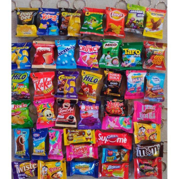 1 Pcs Gantungan Kunci Miniatur Snack Jajanan Makanan Minuman Mie ...