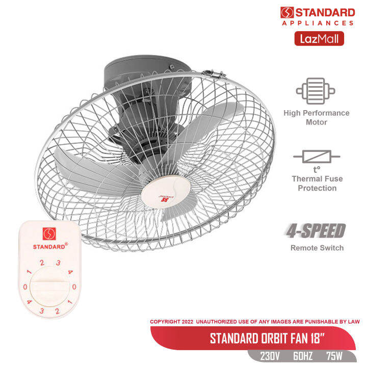 Standard Orbit Fan / Ceiling Fan 18" Plastic Banana Type Blade (4 Speed ...