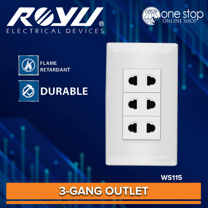 Royu Original Super Wide Series 3-Gang Outlet Set WS115 *OSOS* | Lazada PH