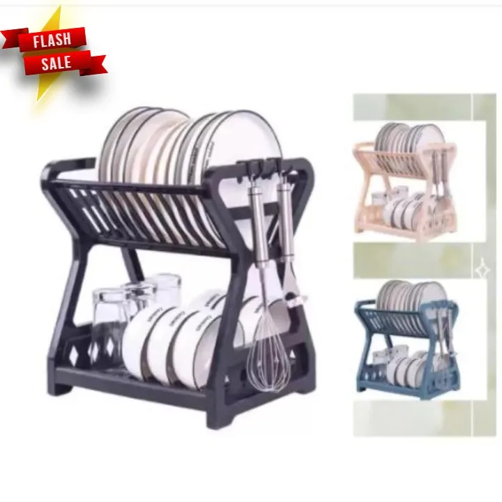 2 Layer Kitchen Dish Rack Drainer Organizer Storage Plastic Dish Drying ...