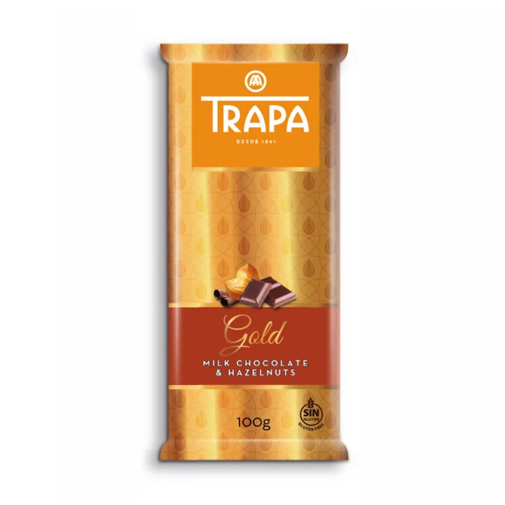 Trapa Gold MILK CHOCOLATE & HAZELNUT 100g Chocolate Tablet - Made in ...