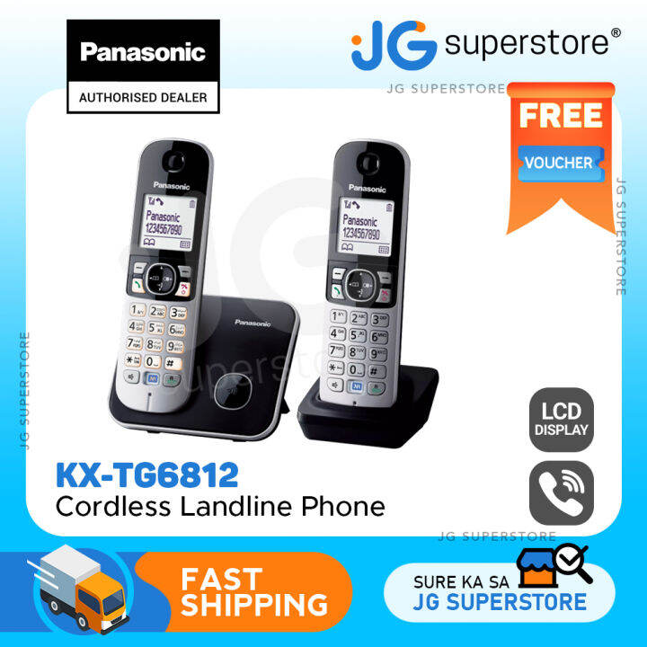 Panasonic KX-TG6812 Wireless Cordless ephone with Multible Handets Capability, Power Back-up ...