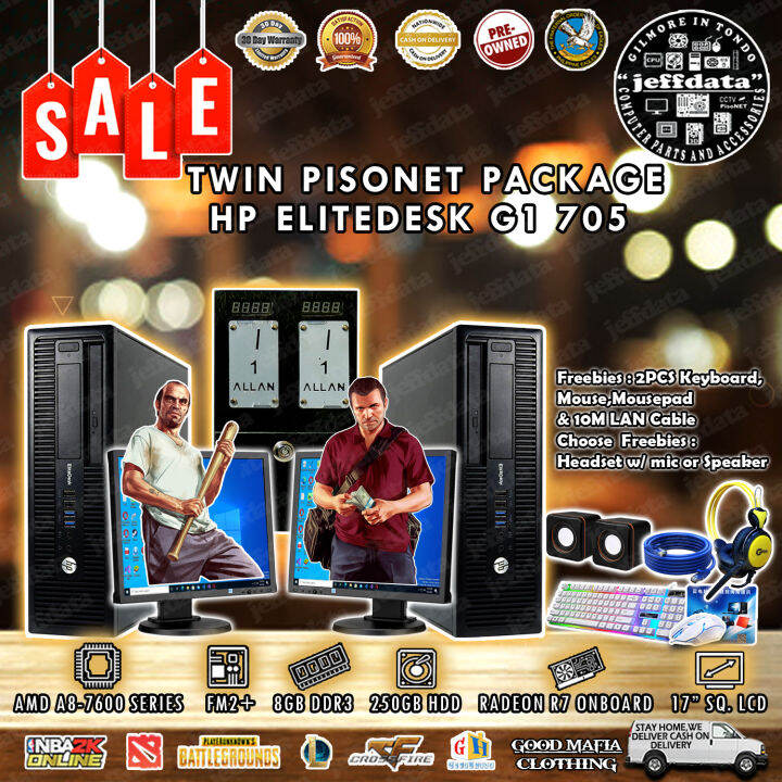 Twin Pisonet Package Hp Elitedesk G1 705 Amd A8-7600 Series 8gb ram ...