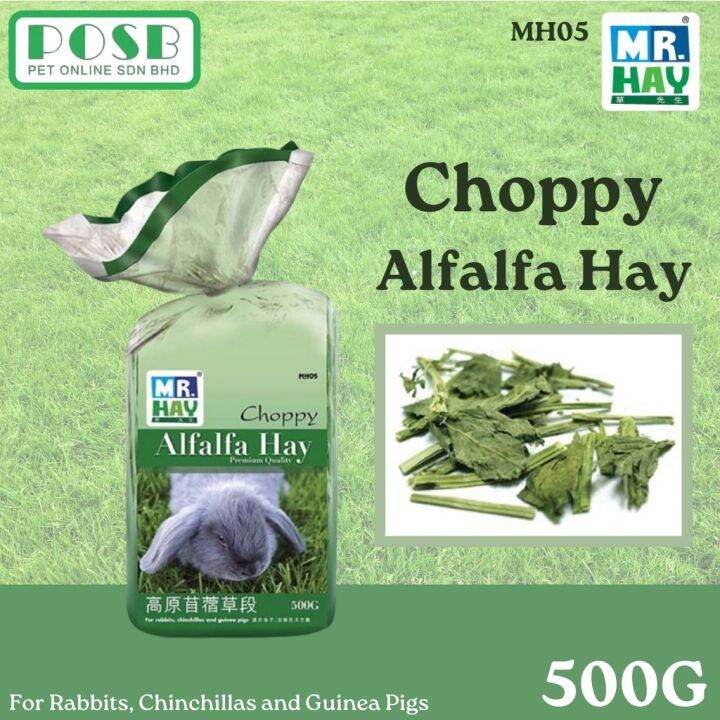 Mr Hay Choppy Alfalfa Hay for Rabbits, Chinchillas and Guinea Pigs 500g ...