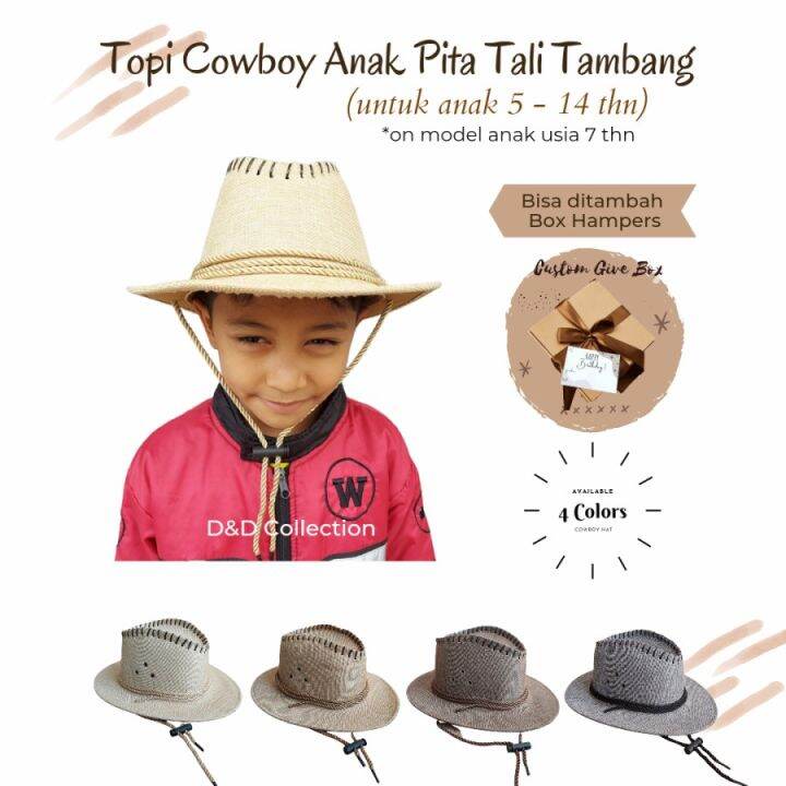 D&D Hat Collection Topi Cowboy Anak Remaja Motif Tali Tambang | Lazada ...