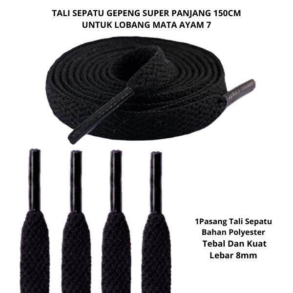 Tali Sepatu Hitam Polos Tebal Panjang 150cm Tali Sepatu Converse70s ...