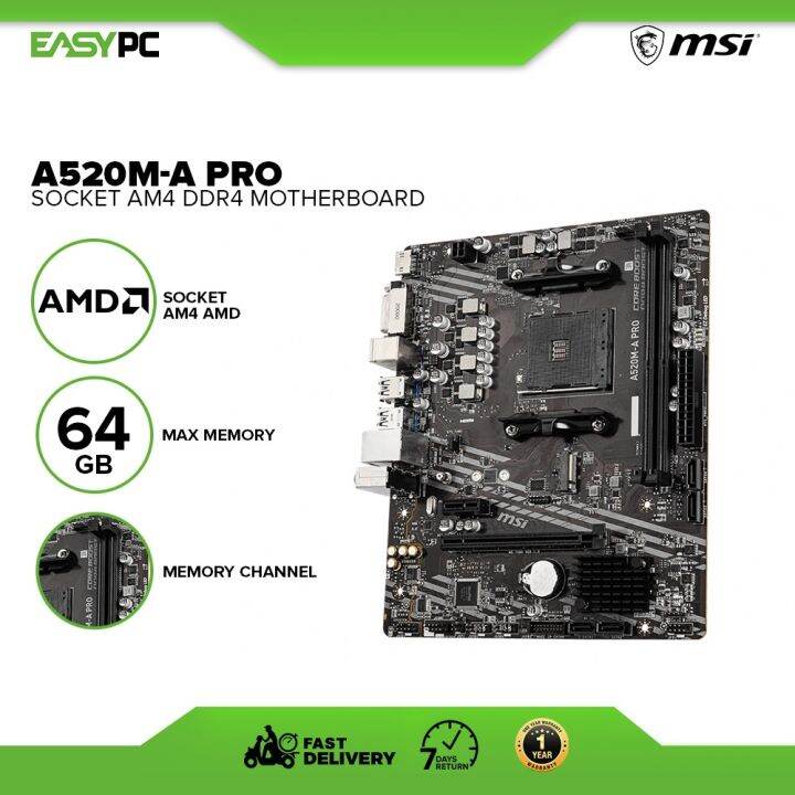 Ready stock ♈☼﹍ A520m-A Am4 Ddr4 Motherboard new A520 Series ...