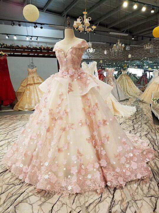 Flower feast Pink Princess Bride one shoulder Korean slim Wedding Toast ...